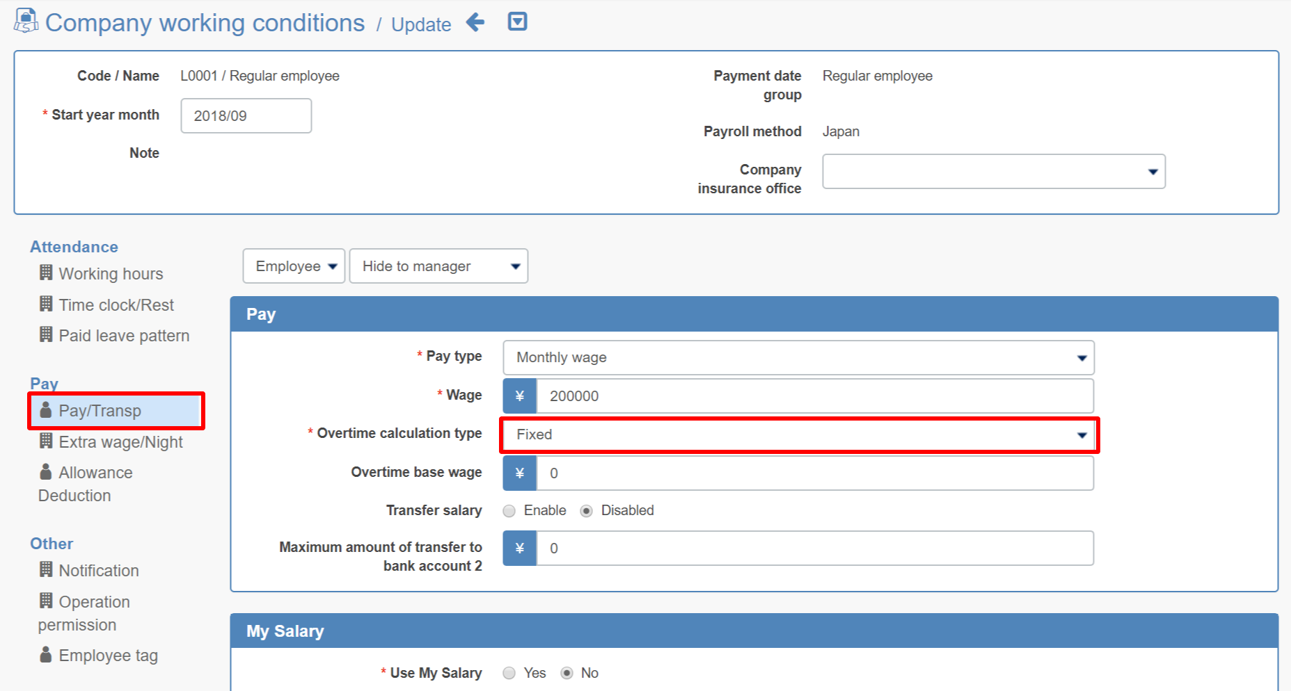 D-Help Center Set Overtime calculation and Overtime premium